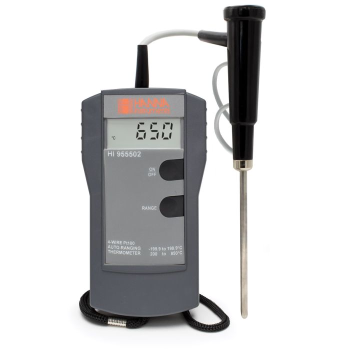 4-Wire Pt100 Thermometer with Fixed Probe - HI955502 - Chemstock