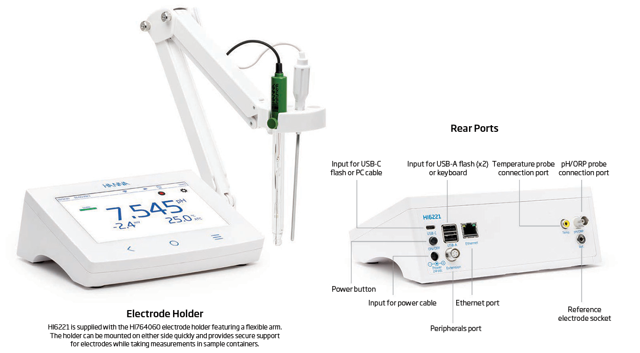 Advanced pH/ORP Benchtop Meter- HI6221 - Chemstock