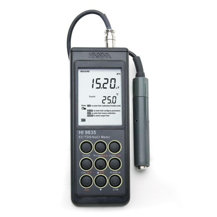 EC/TDS/NaCl/°C Portable Meter - HI9835 - Chemstock